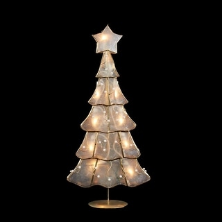 15.5" Clear and Gold Capiz Shell Christmas Tree Tabletop Decor - Bed ...