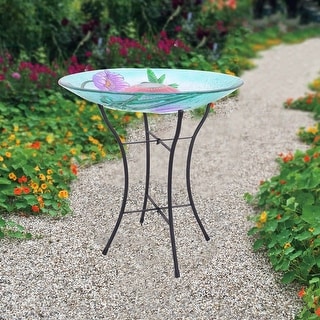 Teamson Home Outdoor 18" Hummingbird Fusion Glass Solar Bird Bath - Bed ...