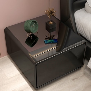 Modern Smart Side Table with Built-in Fridge, Wireless Charging - Bed ...