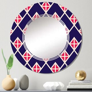 Designart 'Red And Blue Geometric Chevron' Printed Patterned Wall ...