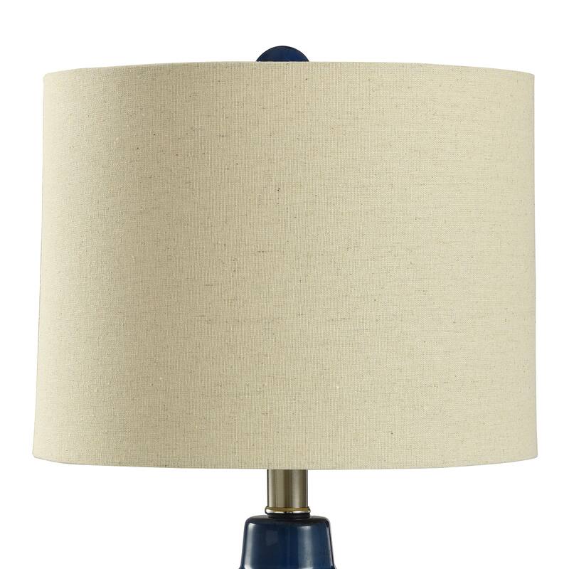 StyleCraft Cameron Ceramic Sailor Navy Table Lamp - Beige Hardback ...