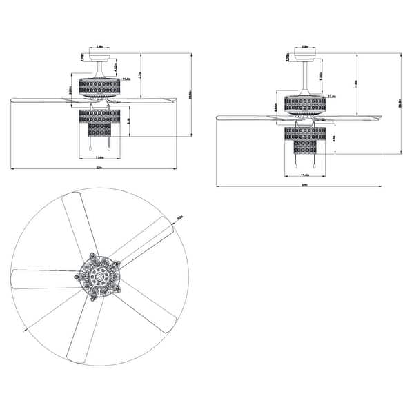 Empire Trois 52-inch Silver Chandelier Ceiling Fan with 2 Blade Colors ...
