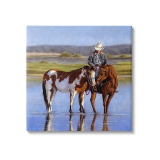 Stupell Cowboy in Shallow River Canvas Wall Art Design by Victoria ...
