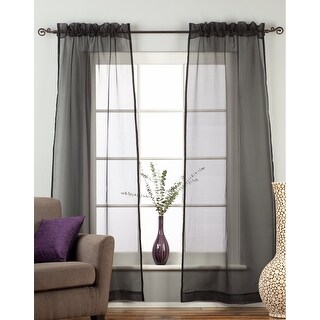 Black - Rod Pocket Sheer Tissue Curtain Panel Drape - Piece - Bed Bath ...