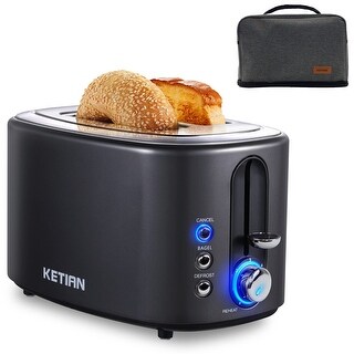 2 Slice Toaster with Cover, Retro Stainless Steel Toasters,1.5'' Extra ...