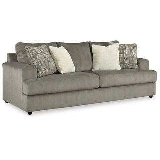 Tren 96 Inch Wide Sofa, 4 Jacquard Pillows, Ash Gray Chenille Polyester ...