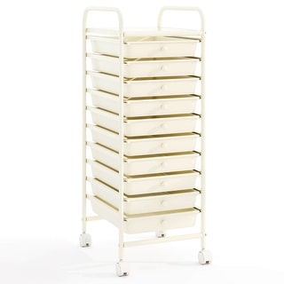 Costway 10 Drawer Rolling Storage Cart Scrapbook Paper Office School ...