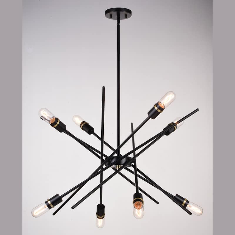 Halsted Black and Satin Brass Mid-Century Modern Sputnik Pendant Light - Bed Bath & Beyond ...