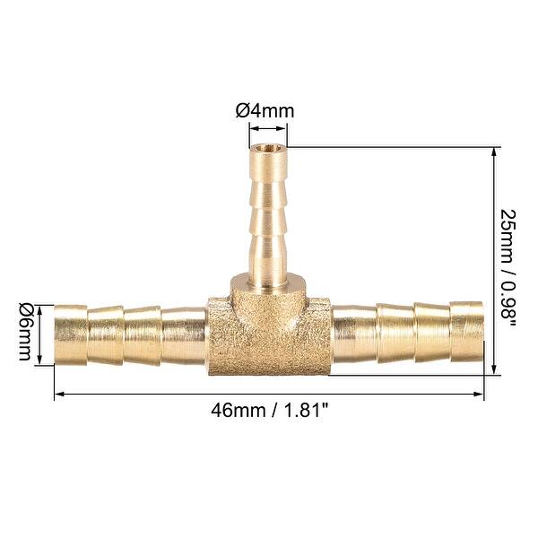 6x4x6mm Hose Reducer Barb Fitting Tee T-Shaped 3 Way Barbed 3pcs - Gold ...