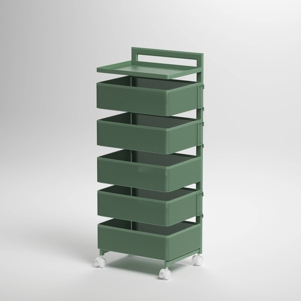 5 - Layer Steel Rolling Rotatable Utility Cart with Wheels - N/A - Bed ...