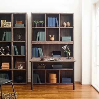 Perrisk-D Wood Desk with Bookcase in Rustic Gray - Bed Bath & Beyond ...