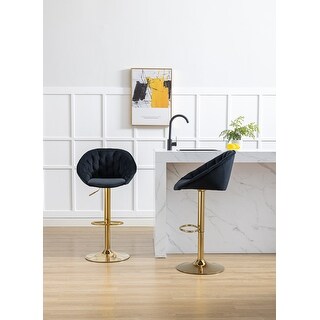 2 Pc Swivel Bar Stools Ergonomic Adjustable Dining Chair with Footrest ...