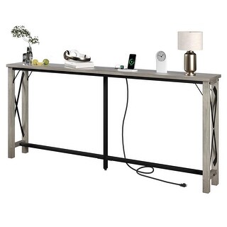 Modern Extra Long Sofa Table with Outlets - Bed Bath & Beyond - 39990116