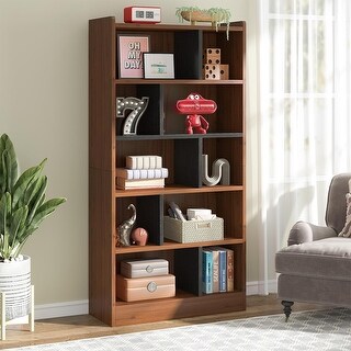 72 Inch Tall White Bookcase, 6 Shelf Bookshelf, Floor Standing Cube ...