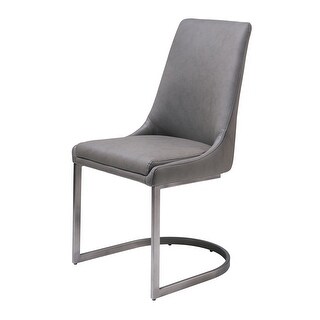 Leather Upholstered Chair with U Shaped Base, Chrome and Gray - Bed ...