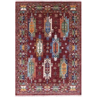 Golden Nile Turkmen Ersari Hand Knotted Wool Rug - 5' 9" X 7' 10" - Bed ...