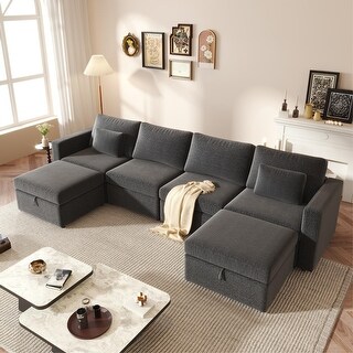 Modern Sectional Sofa Set Oversized Upholstery Modular Couch Linen ...