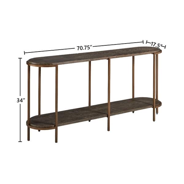 Lenox Hill 70-inch Retro Oval Console Table, Alder & Brushed Metal ...