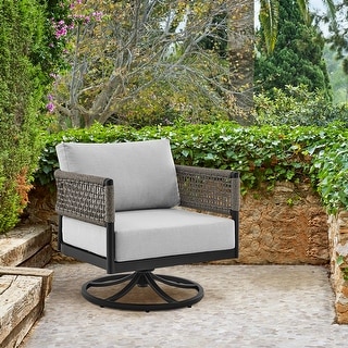 Felicia Black Aluminum & Grey Rope Outdoor Swivel Rocker Chair - Bed ...