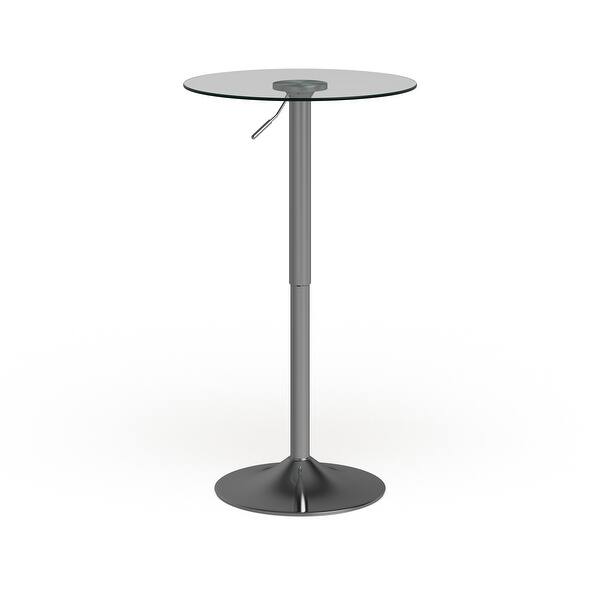 23.5" Round Adjustable Height Glass Table (Adjustable Range 33.5" - 41 ...