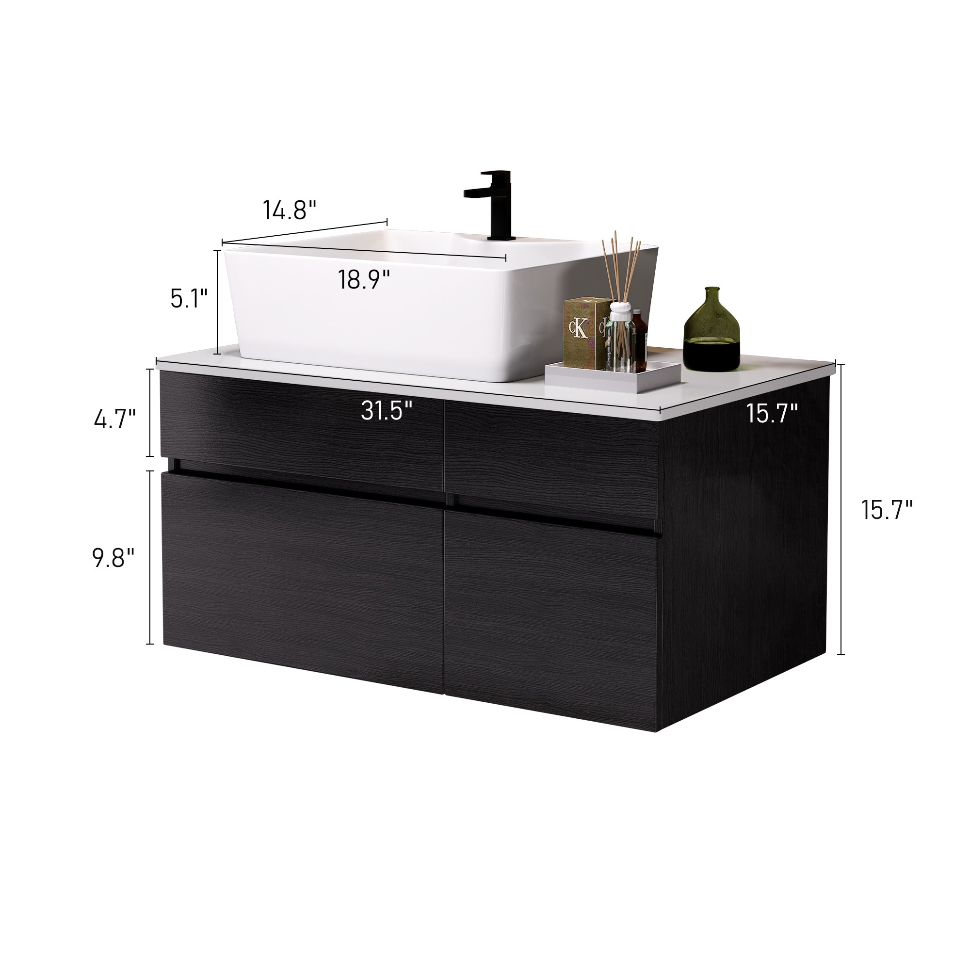 mat black vanity unit
