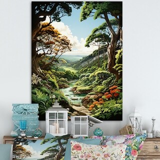 Designart "River Into Enchanted Woods II" Forest Wall Art - Bed Bath ...