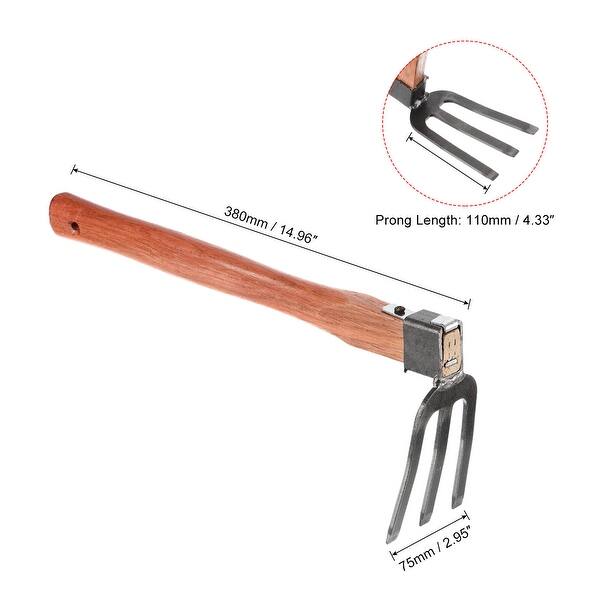 15" 3 Prongs Hand Gardening Hoe, High Carbon Steel Loosening Soil Tool ...