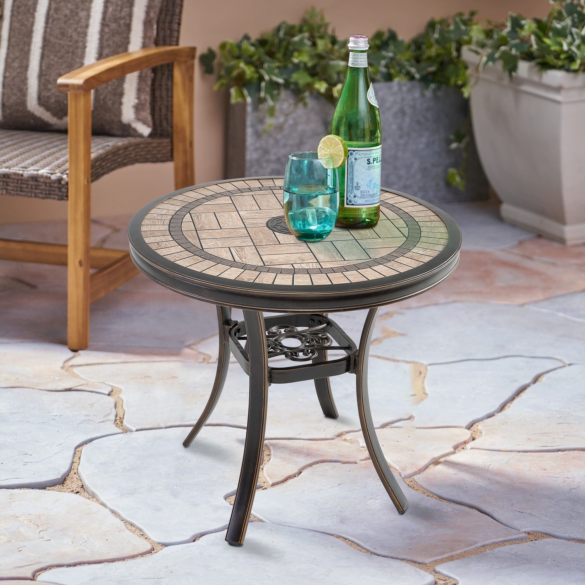 31 In Patio Round Tile Top Dining Table
