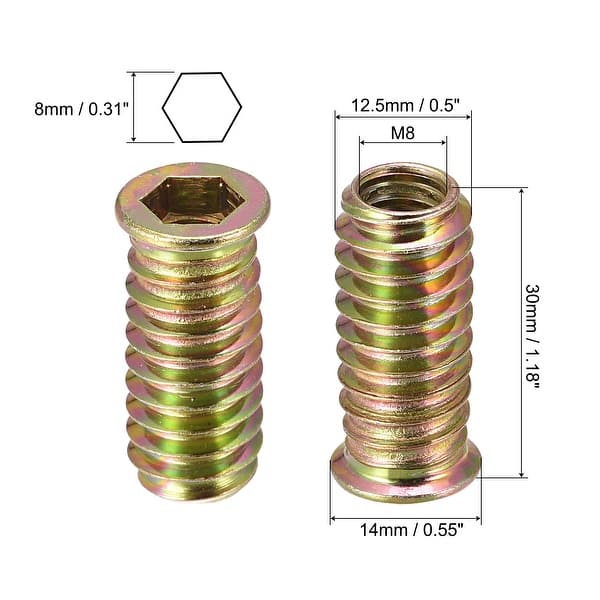 Threaded Inserts for Wood Hex Socket Drive Furniture Screw-in Nut - Bed ...