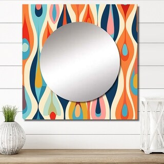 Designart "Retro Abstract Drops XI" Abstract Geometric Wall Mirror ...