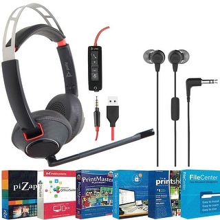 Poly Blackwire 5220 Stereo Wired Headset, Dual Ear Headset + Printer ...