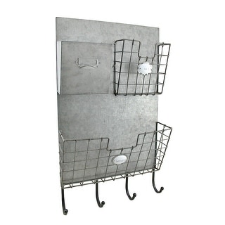 Rustic Metal 3 Compartment Mail Center Wall Organizer with Key & Coat ...