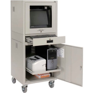 Mobile Security Computer Cabinet, Gray, 24-1/2"W x 22-1/2"D x 60-3/8"H ...