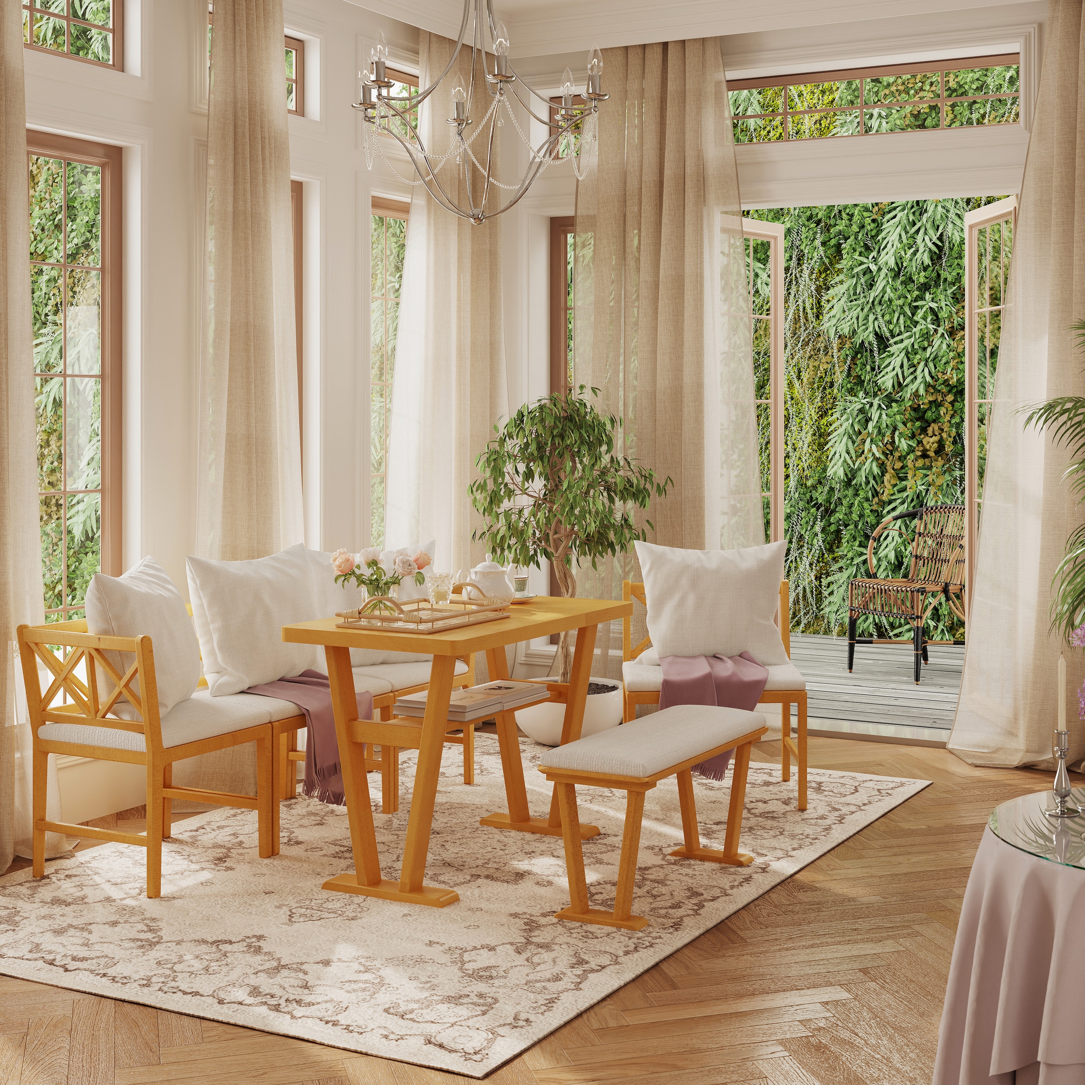 dining room table with sofa bench