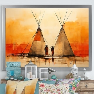 Designart "Yellow Native Tipi Rhythms Collage II" Native American Art ...
