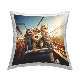 Stupell Cats on Roller Coaster Printed Outdoor Throw Pillow Design by ...