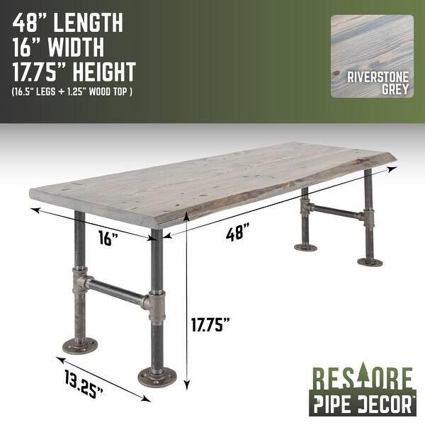 PIPE DECOR Live Edge Wood Bench with Authentic Industrial Pipe Legs ...