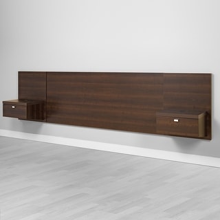 Prepac Series 9 Designer Floating King Headboard with Nightstands - Bed ...