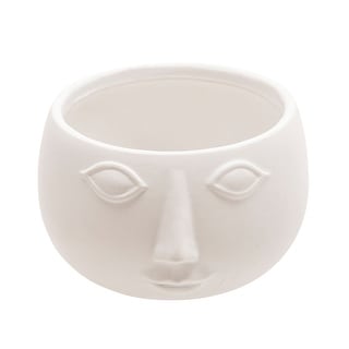 7" Ceramic Face Planter Contemporary Abstract Matte White Decorative ...