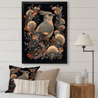 Designart "Cardinal Bird In Faded Retro Tones I" Animals Bird Framed ...