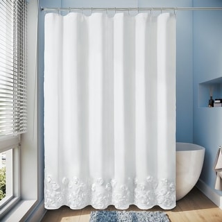 Floral Ruffle Water Repellent Shower Curtain - Bed Bath & Beyond - 42726509
