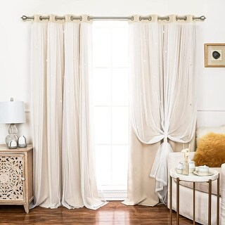 Aurora Home Night Sky Laser Punch Tulle Overlay Blackout Silver Grommet ...
