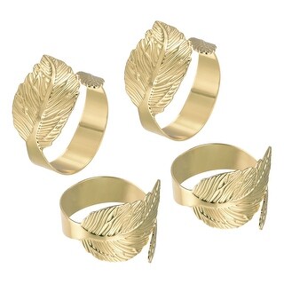 Napkin Rings, 4pcs 44mm Inner Diameter Alloy Leaf Napkin Buckles ...