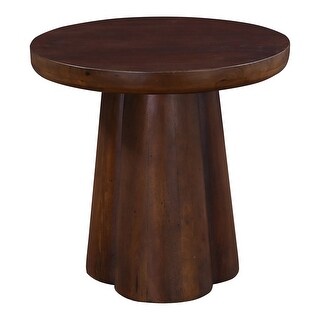 Dex Side End Table, 20 Inch Round Top Sculpture Pedestal Base, Walnut ...