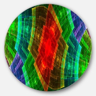Designart 'Multi-Color Psychedelic Fractal Metal Grid' Abstract Disc ...