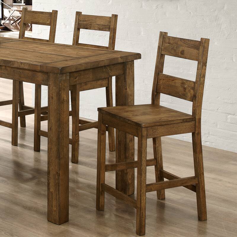 Rustic Mission Design Counter Height Ladder Back Dining Stools (Set of ...