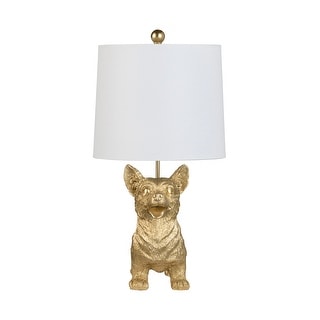 Gold Resin Corgi Dog Table Lamp with Linen Shade - Bed Bath & Beyond ...