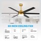 65 Inch Gold Large LED Ceiling Fan with Light and Remote(6-Blade) - Bed Bath & Beyond - 38932700
