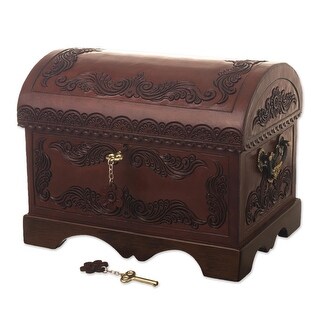 Novica Handmade Peruvian Treasure Leather And Wood Chest - Bed Bath ...
