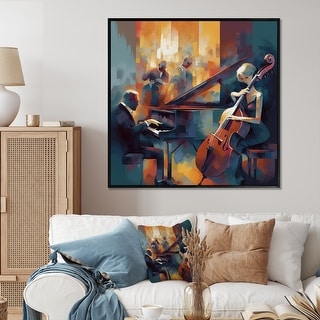 Designart "Female Jazz Performer And Band I" Music Jazz Framed Canvas ...
